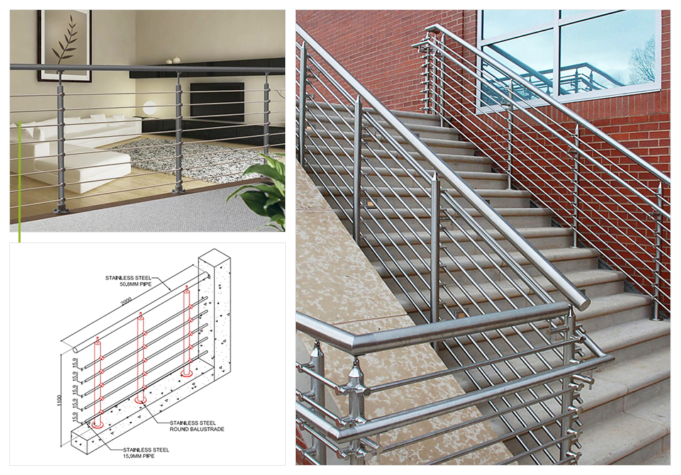 Good Quality Custom Design Removable Pipe Railing Stainless Steel ...